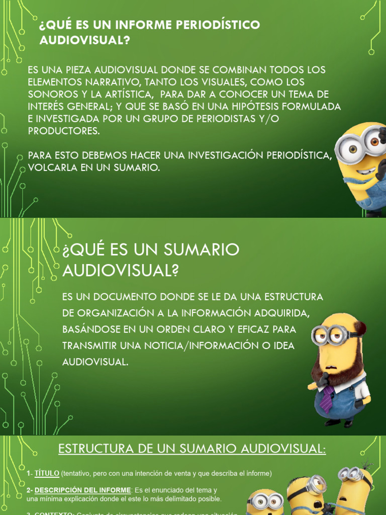 Qué Es Un Informe Periodistico y Su Sumario Audiovisual | PDF
