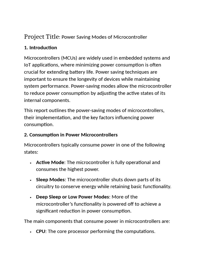 Power Saving Modes in Microcontrollers | PDF | Microcontroller ...