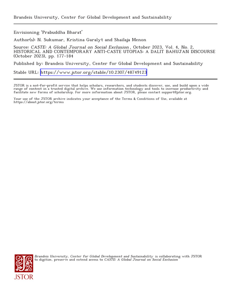 Sukumar EnvisioningPrabuddhaBharat 2023 | PDF | Dalit | Utopia
