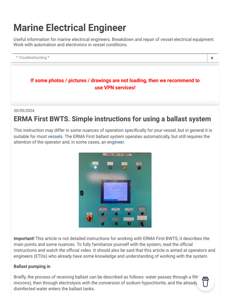 ERMA First BWTS. Simple Instructions For Using A Ballast System ...