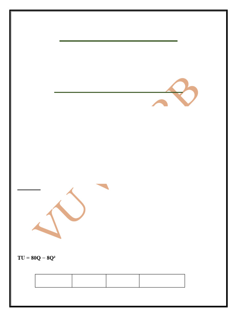 ECO401-Assignment 1 Solution-Spring 2025-VU With RB | PDF | Utility | Marginal Utility