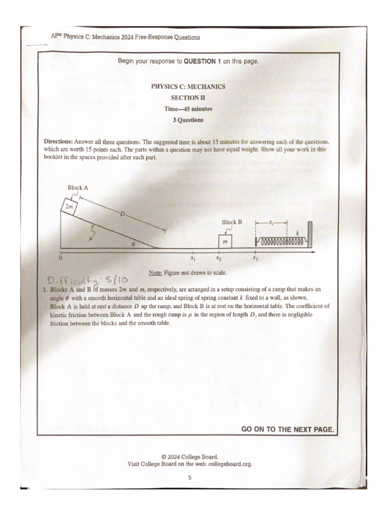 AP Physics C Mechanics 2024 Free-Response Questions | PDF