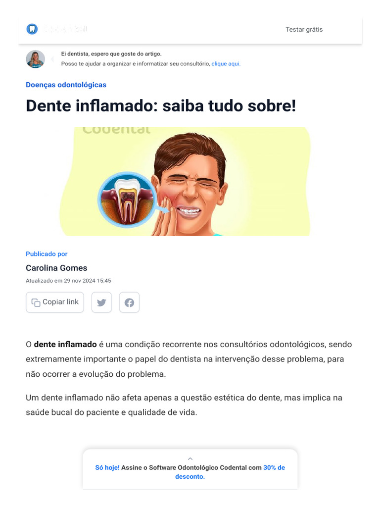 Dente Inflamado - Saiba Tudo Sobre! | PDF | Dente humano | Esmalte dentário