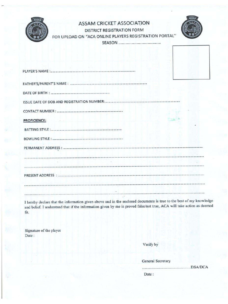 Cricket Form Online Registation | PDF
