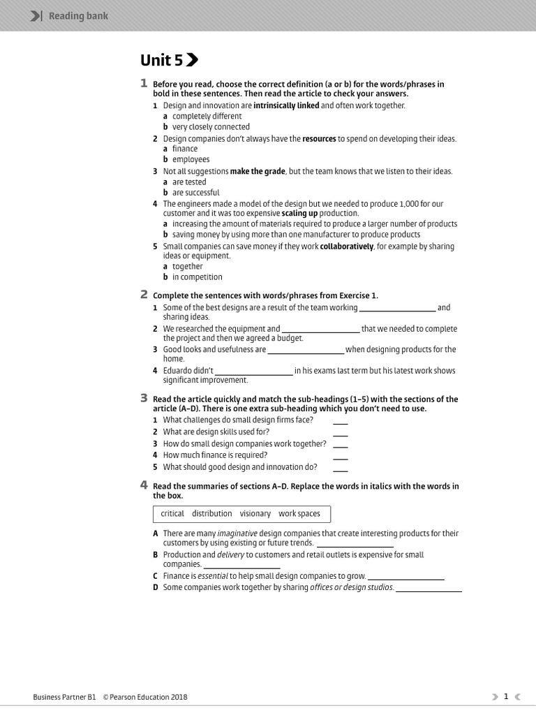 Bus Part B1 ReadingBank U5 | PDF | Innovation | Business