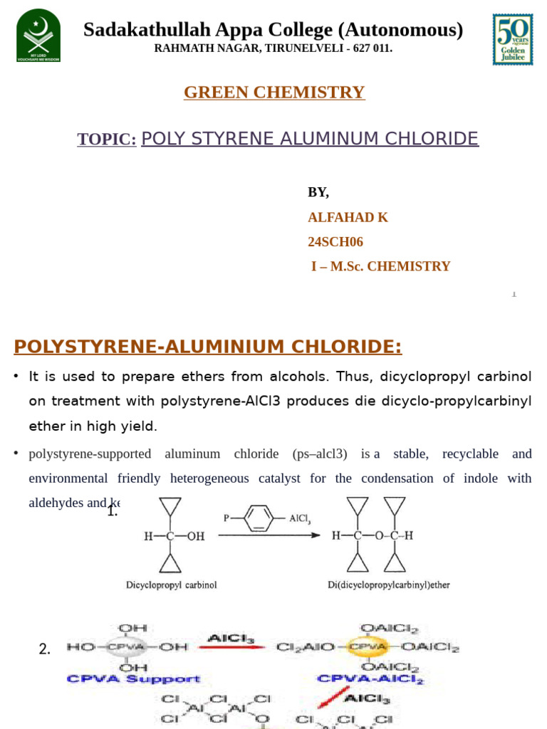 Poly Styrene Aluminium Chloride | PDF