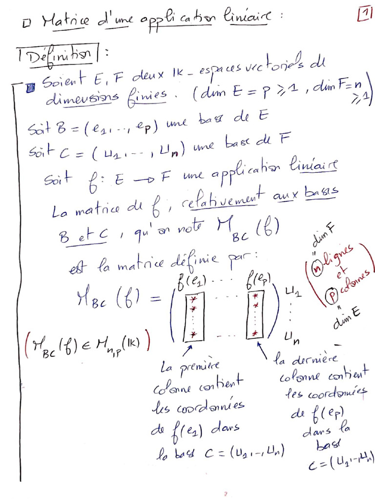 Matrice D'une Application Linéaire (Séance Mardi 15-04-2024) - MP1D | PDF