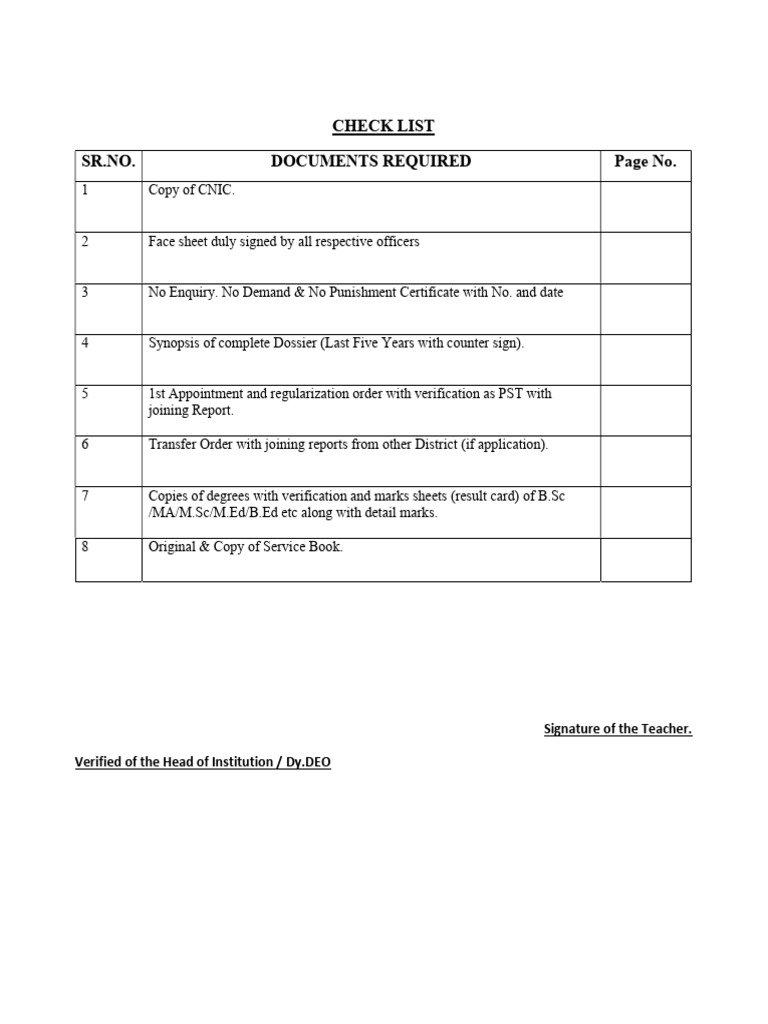 Check List | PDF
