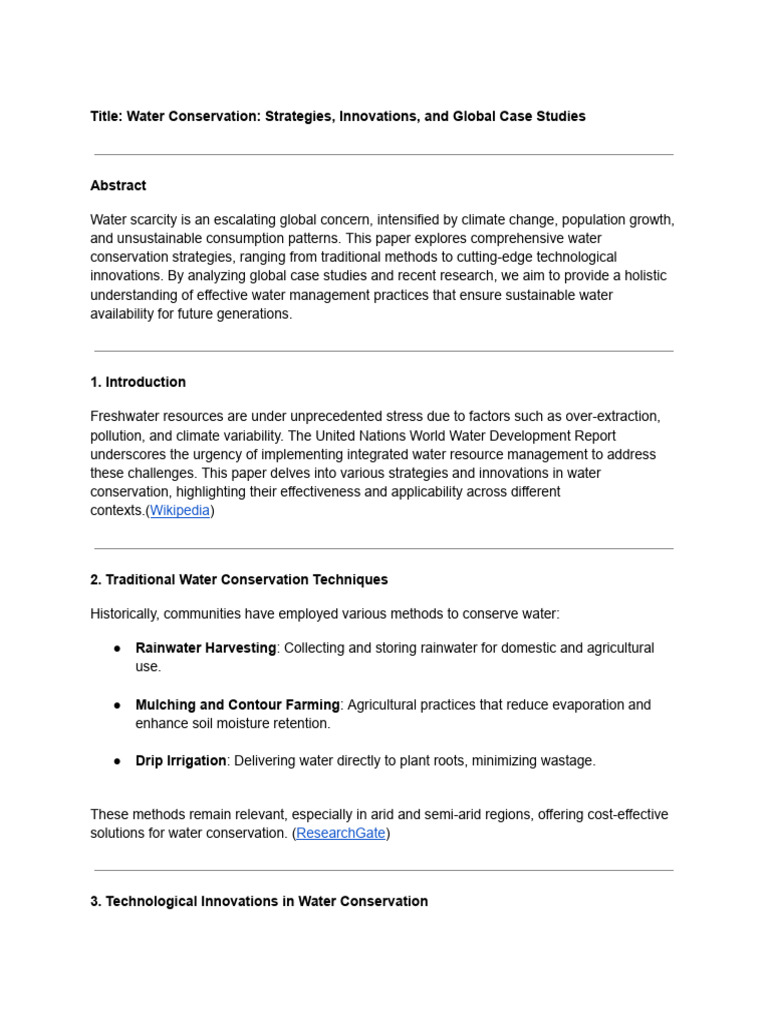 Water Conservation Strategies & Innovations | PDF | Water Conservation ...