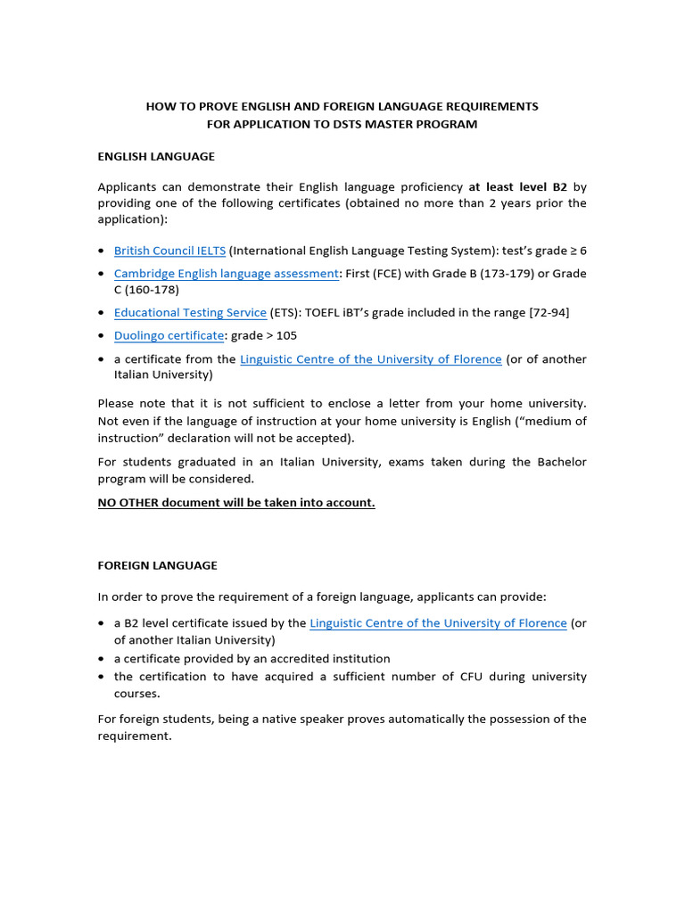 English-Foreign Language - Requirement | PDF