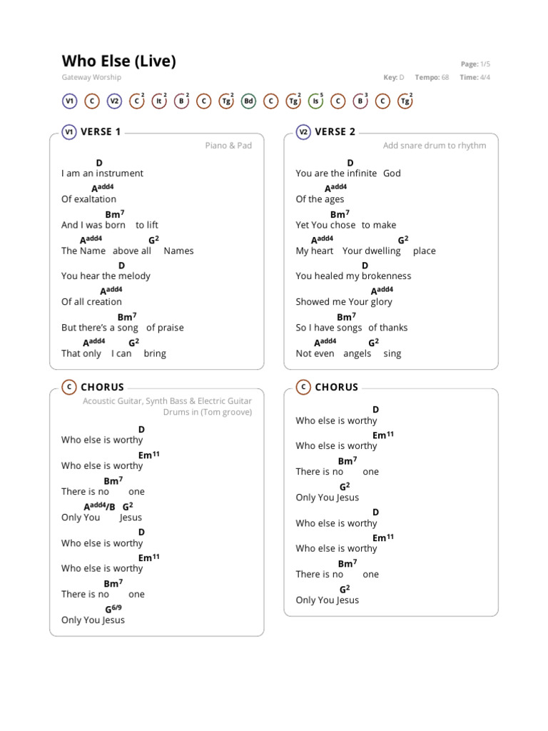 Who Else Is Worthy - Chords & Lyrics | PDF | Musicology | Musical Forms