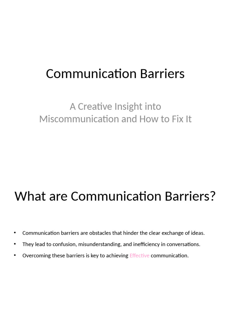 Creative Communication Barriers Presentation | PDF