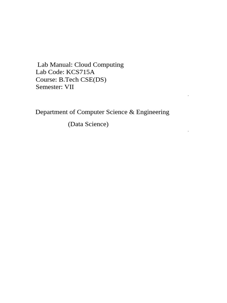 KCS751A Cloudcomputinglabmanual | PDF | Computer Network | Cloud Computing
