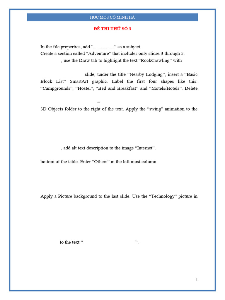 Đề thi thử số 3 | PDF | 3 D Computer Graphics | Computing