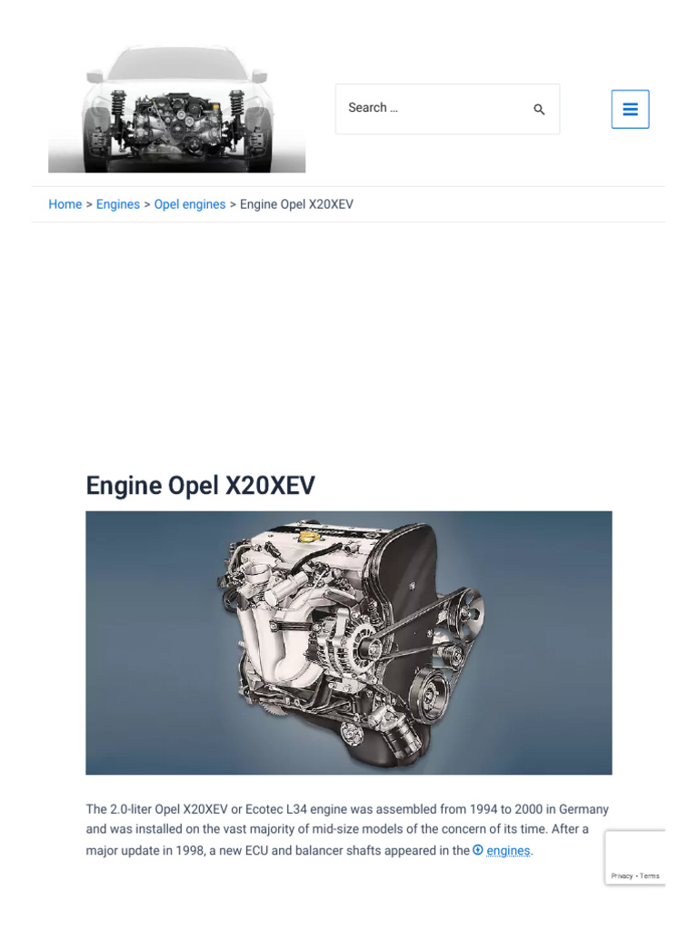 Opel X20XEV Engine Overview and Specs | PDF | Engines | Engine Technology