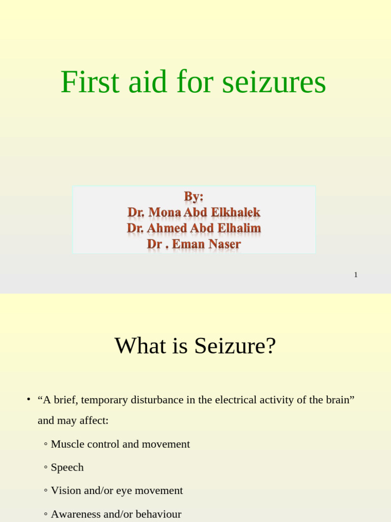 08 First Aid For Seizure | PDF | Epilepsy | Clinical Medicine