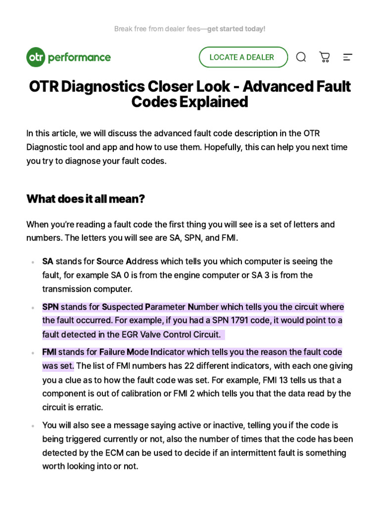 OTR Diagnostics Closer Look - Advanced Fault Codes Explained - O | PDF