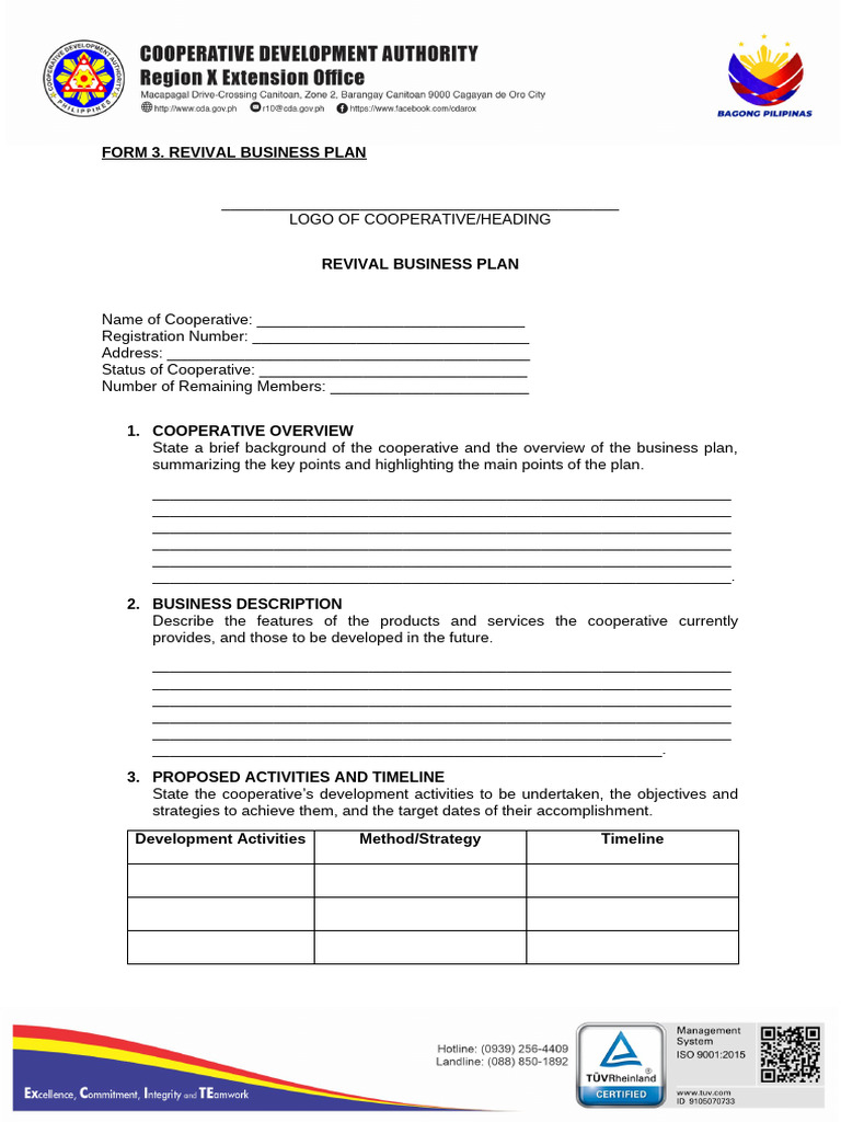 Form 3. Revival Business Plan | PDF