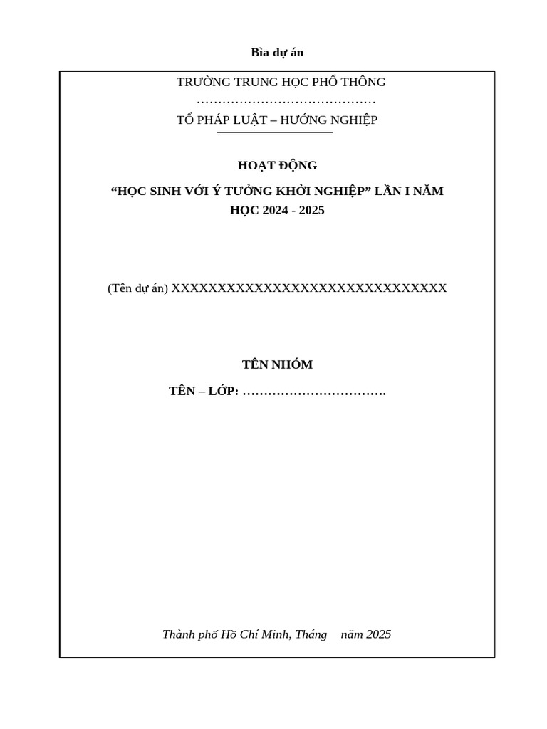 GDDP - Học Sinh Với Ý Tưởng Khởi Nghiệp - Lần I - NH2425 | PDF