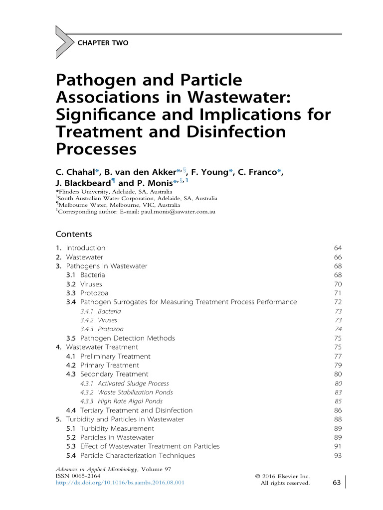 Chapter Two Pathogen and Particle Associations in Waste 2016 Advances ...
