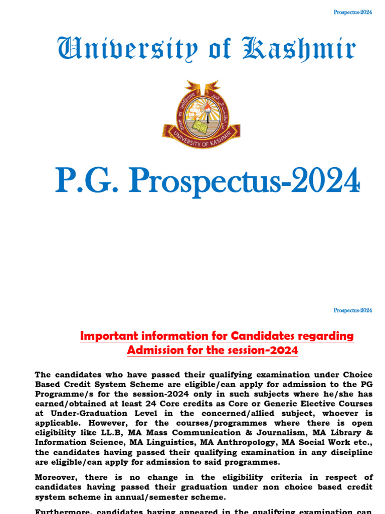 Prospectus 2024 | PDF | University And College Admission | Science
