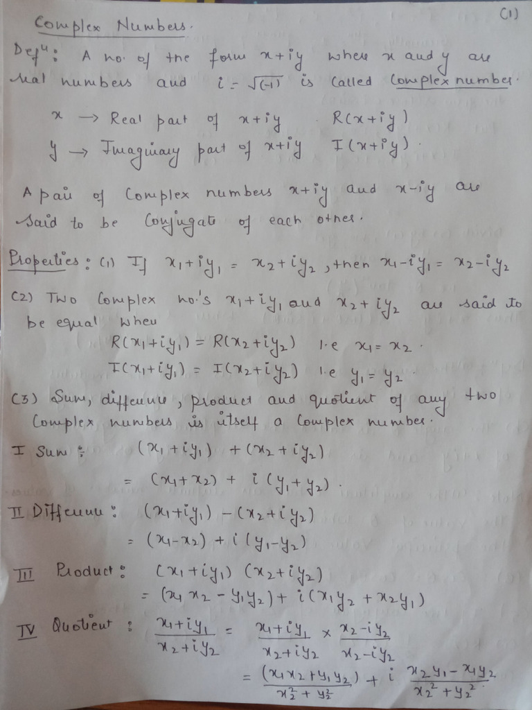 Mathematics Complex Numbers | PDF