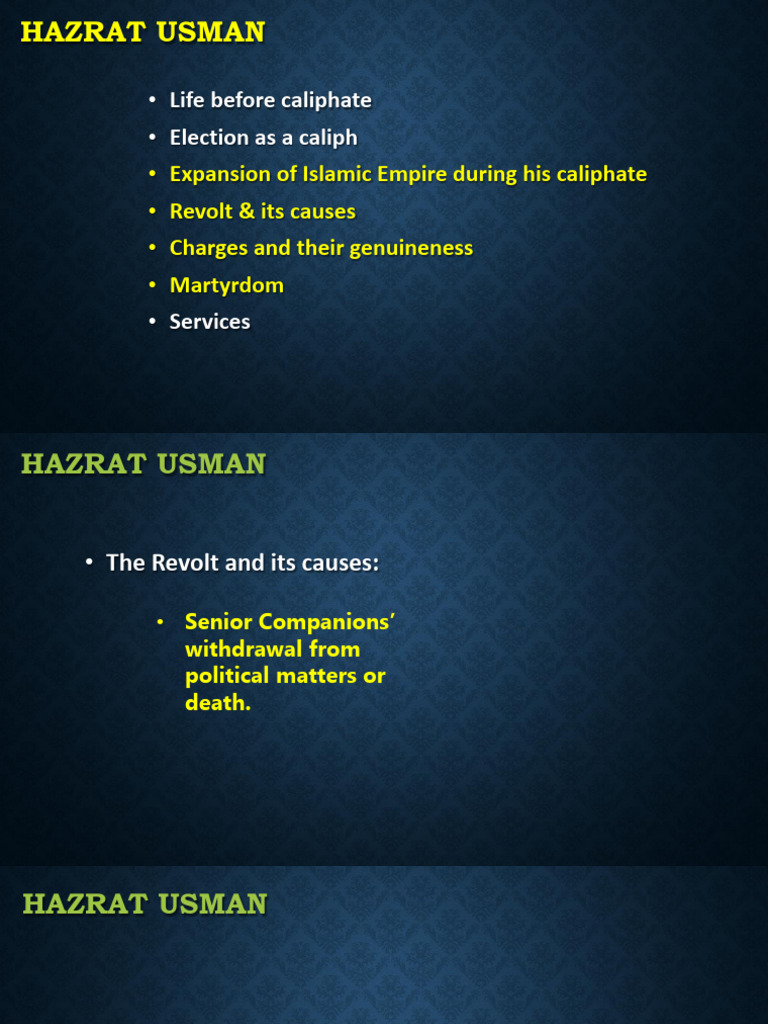 Hazrat Usman's Caliphate Overview | PDF | Sharia