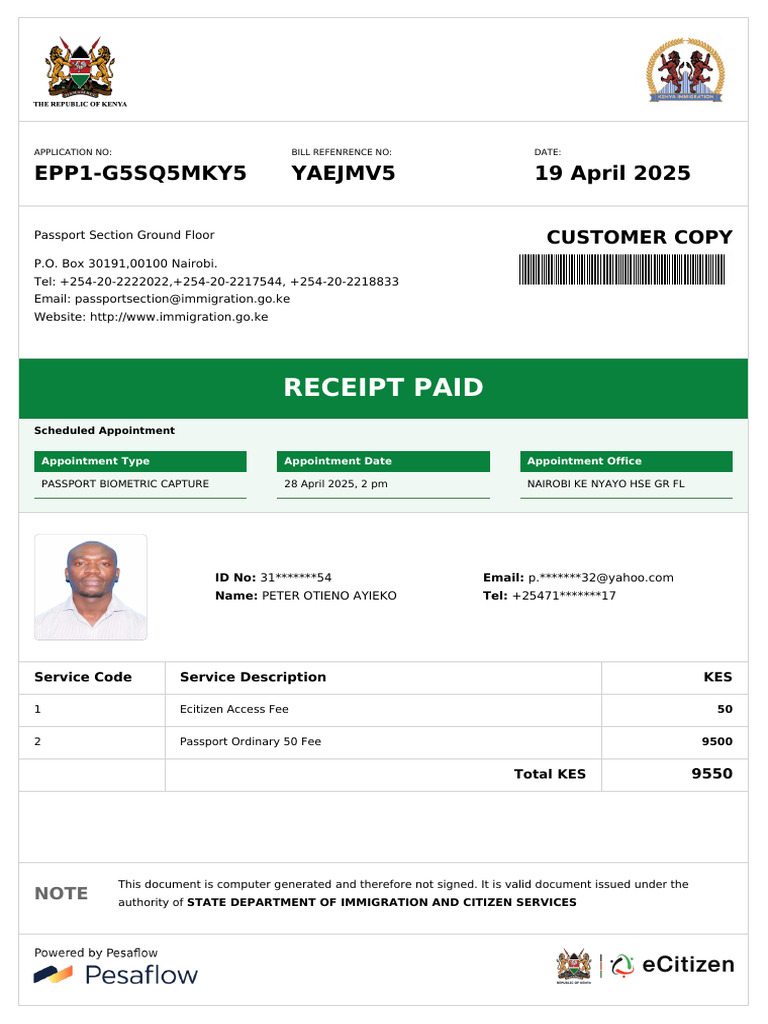 Epp1-G5sq5mky5-Immigration Receipt | PDF | Passport | Government And ...