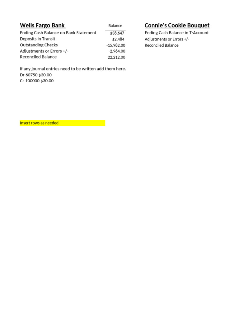 Wells Fargo Bank Reconciliation Summary | PDF