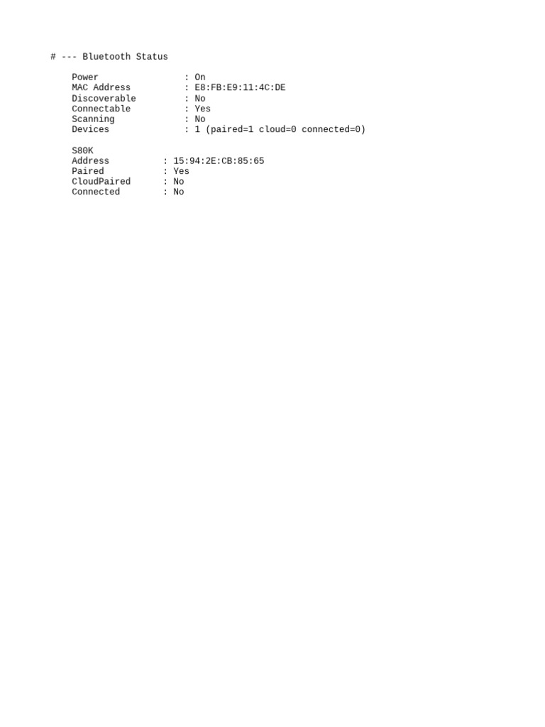 Bluetooth Status | PDF