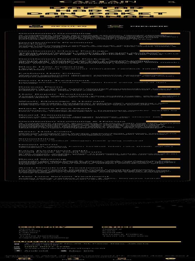 Pricelist Captain Barbershop - Captain Barbershop | PDF