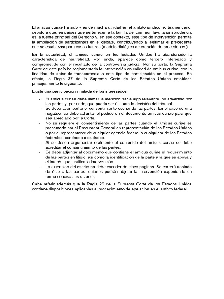 El Amicus Curiae Procesal Constitucional | PDF | Amicus Curiae | Precedente