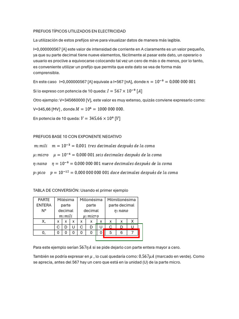 PREFIJOS TÍPICO UTILIZADOS EN ELECTRICIDAD | PDF | Decimal | Notación ...