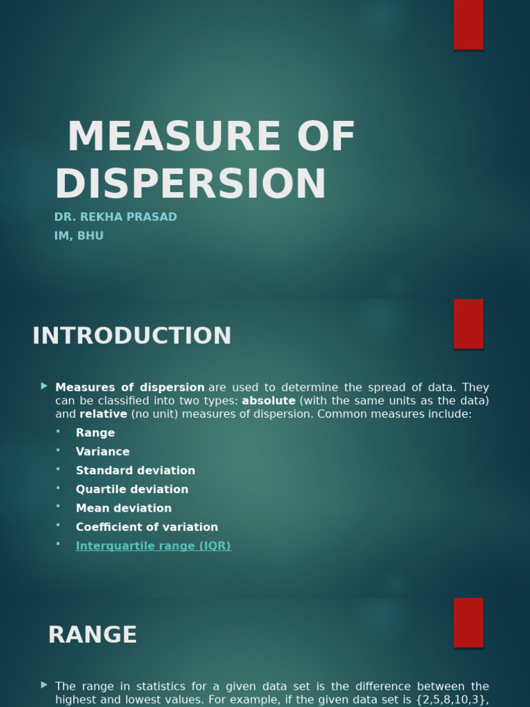 Understanding Measures of Dispersion | PDF | Coefficient Of Variation ...