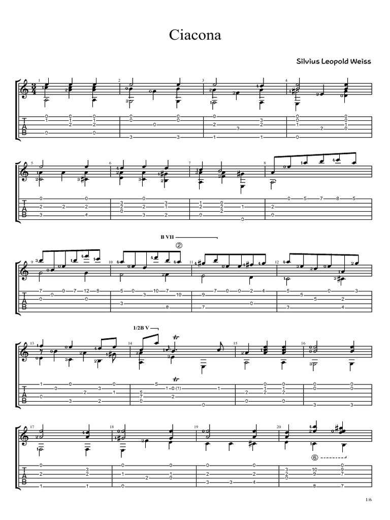 Ciacona by Silvius Leopold Weiss | PDF