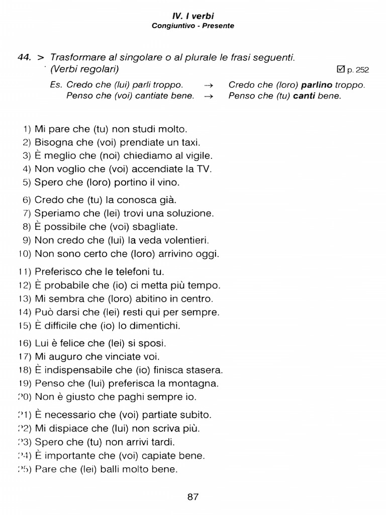 Congiuntivo Presente | PDF