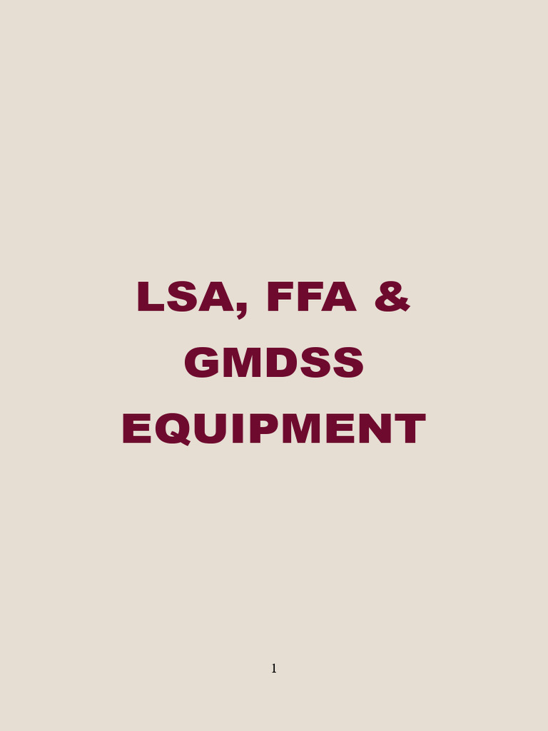 CHECK LSA - FFA - GMDSS Equipment | PDF | Emergency Services