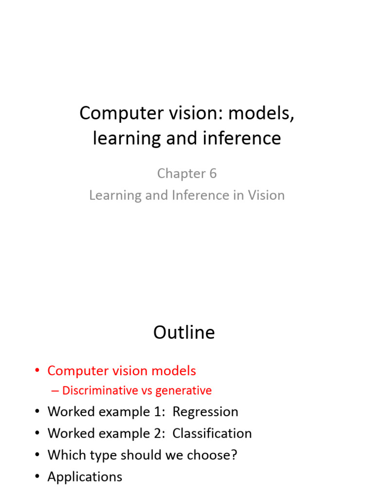 Computer Vision Learning and Inference Bob Edits | PDF | Statistical Inference | Statistical ...