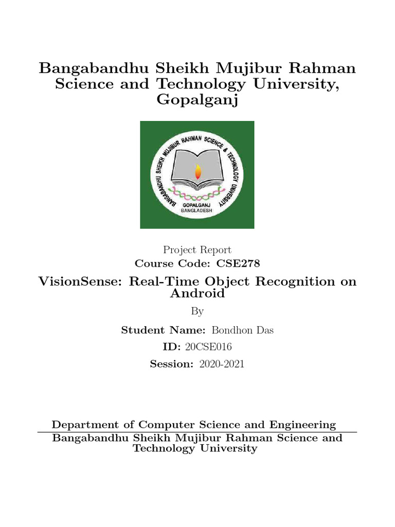 VisionSense__Real_Time_Object_Detection Report | PDF | Computer Vision | Augmented Reality