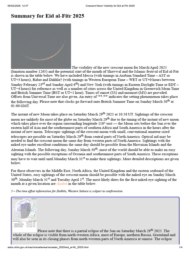 Crescent_Moon_Visibility_for_Eid_al-Fitr_2025 | PDF | Eclipse | Greenwich Mean Time