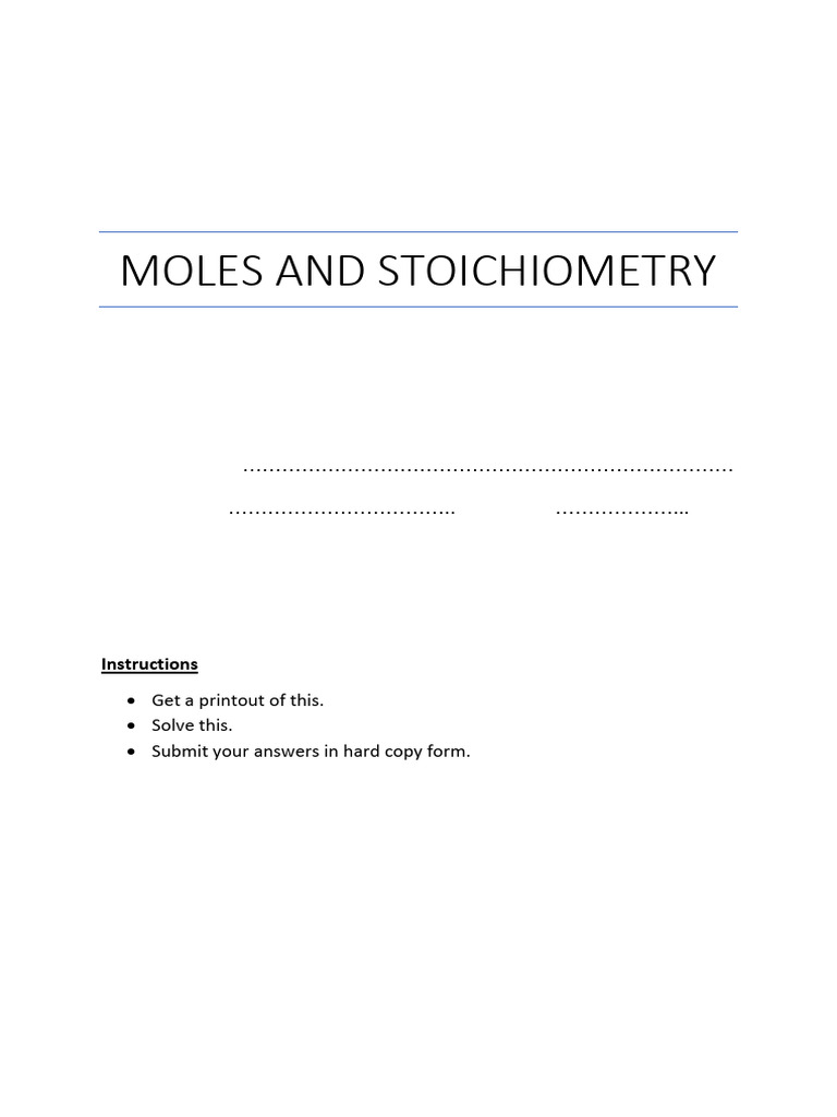 Moles and Stoichiometry Assignment | PDF