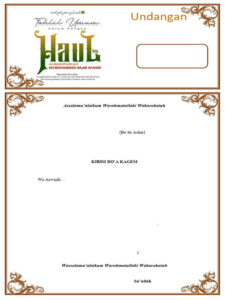 Undangan Haul Ke 6 Revisi Lagiiii | PDF