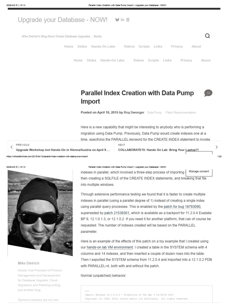 Parallel Index Creation with Data Pump | PDF | Databases | Computing