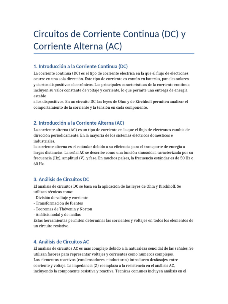 Introducción a Circuitos DC y AC | PDF | Red eléctrica | Corriente alterna