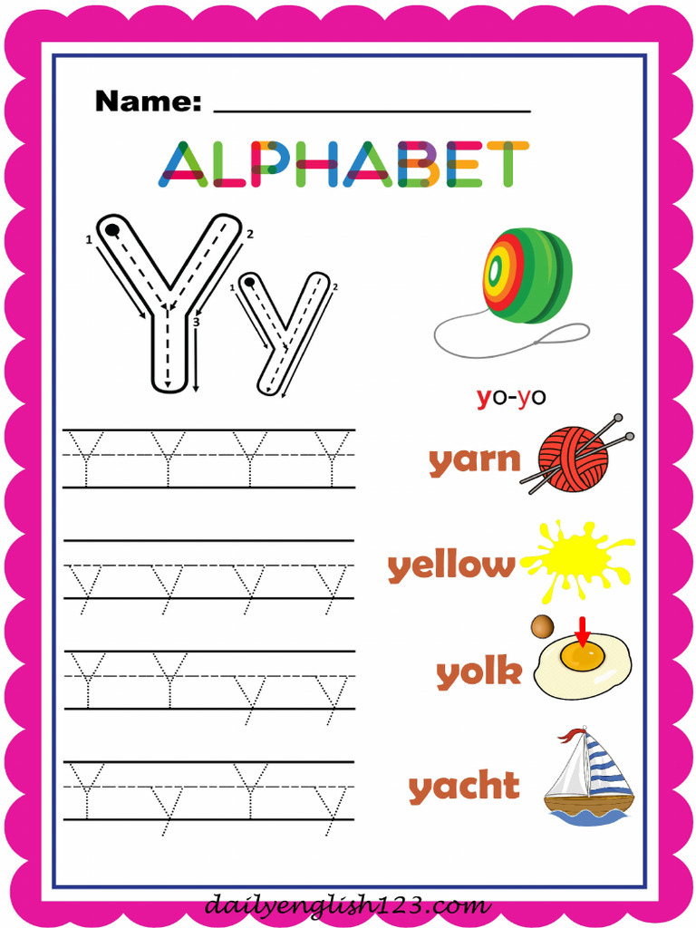 Tracing Alphabet Y | PDF