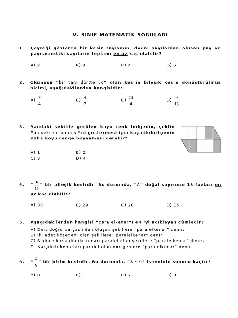 2017-2018 - KKTC 5 İng - Mat | PDF