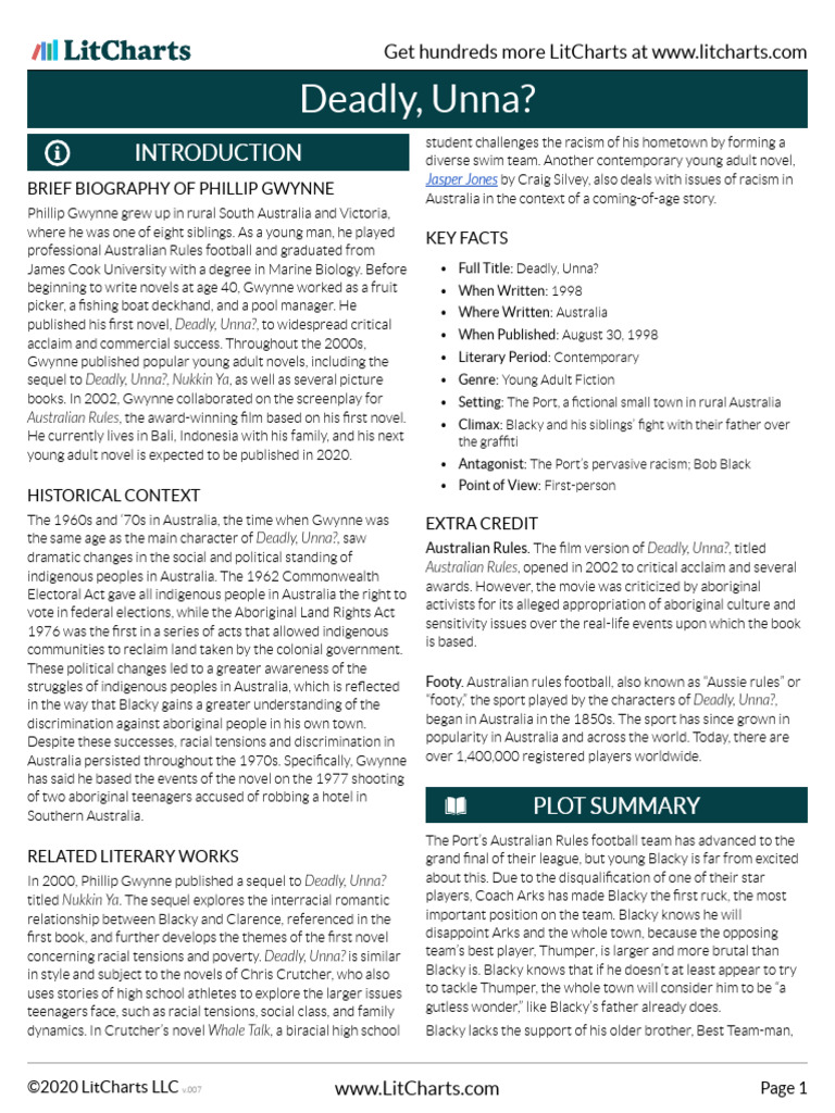 Deadly Unna LitChart | PDF | Courage