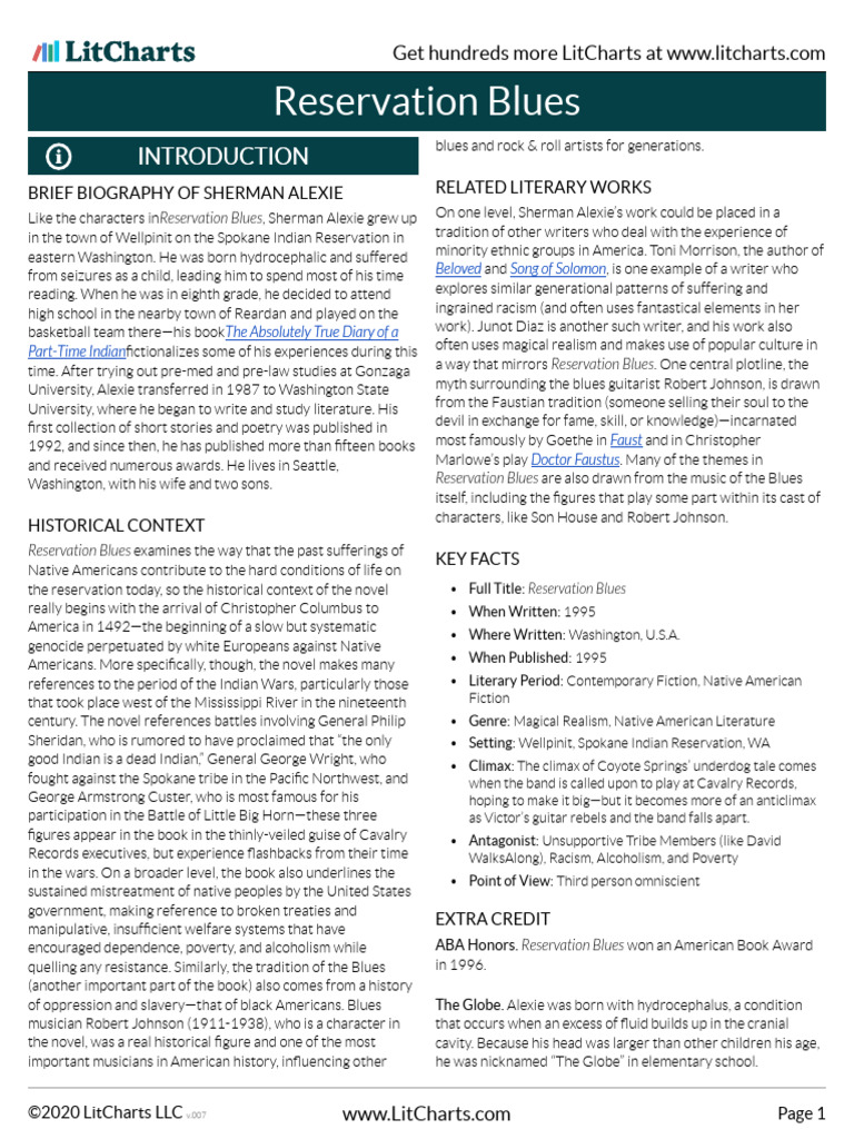 Reservation Blues LitChart | PDF | Native Americans In The United States