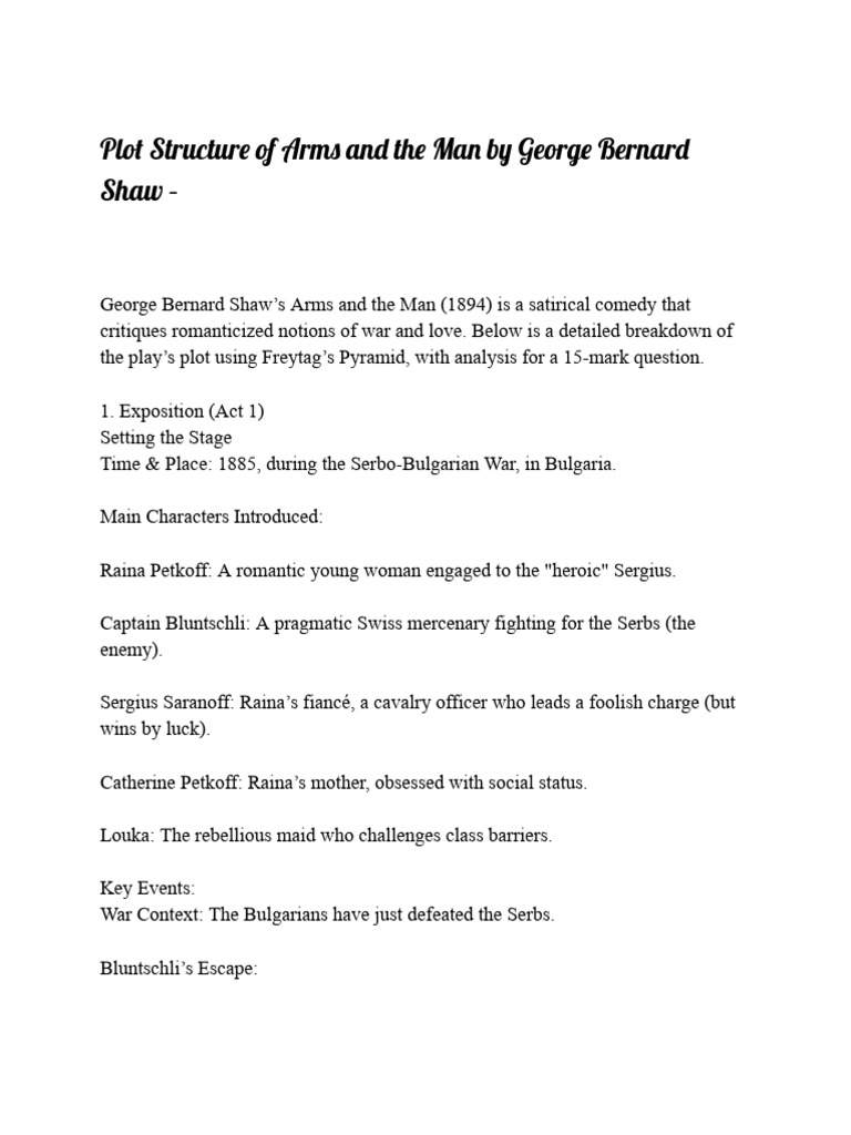 Plot Structure of Arms and The Man by George Bernard Shaw | PDF