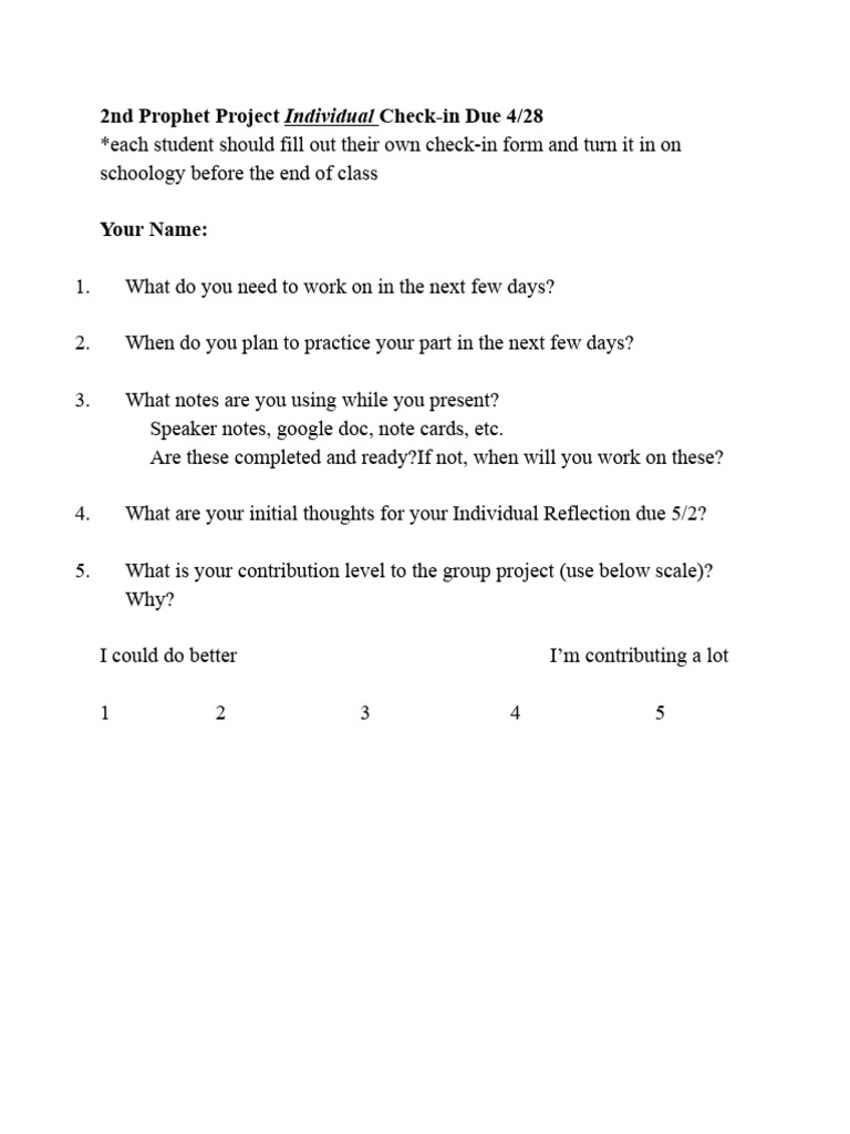 2nd Prophet Project Check-In | PDF